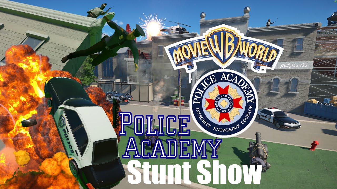 Police Academy Stunt Show Planet Coaster Movie World Youtube