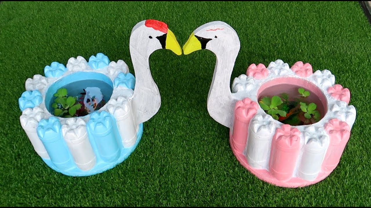 DIY duck shape flower pot from Plastic Bottles And Concrete / Project ...