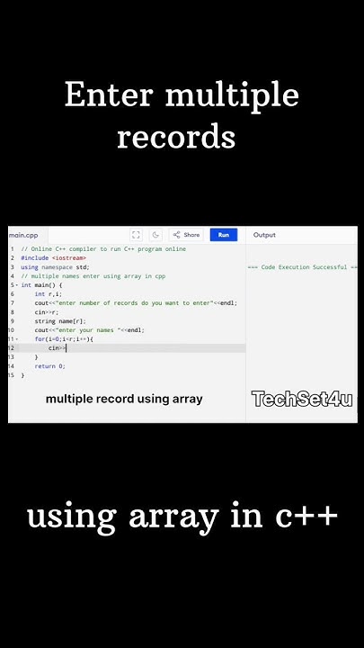 Enter multiple records using array in cpp #array - YouTube