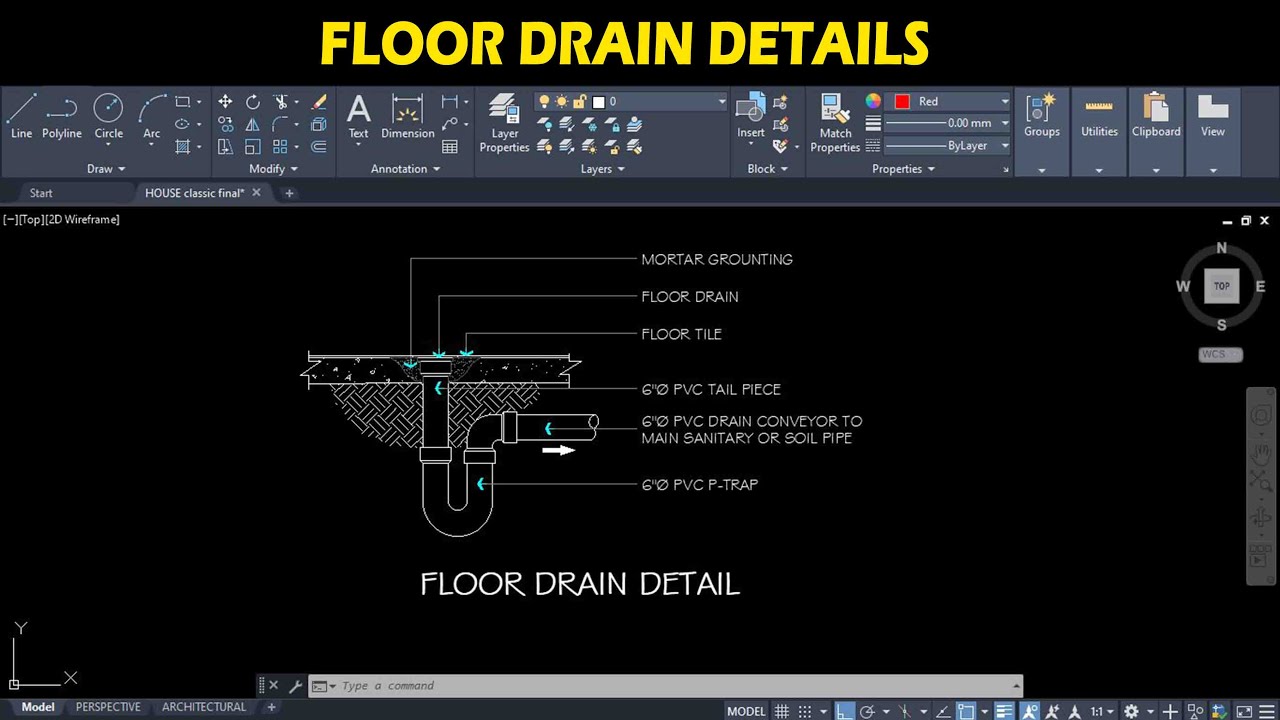 FLOOR DRAIN DETAILS IN AUTOCAD - YouTube