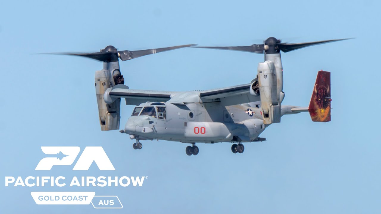 USMC MV-22 Osprey - Pacific Airshow Gold Coast 2024 - 300FPS - YouTube
