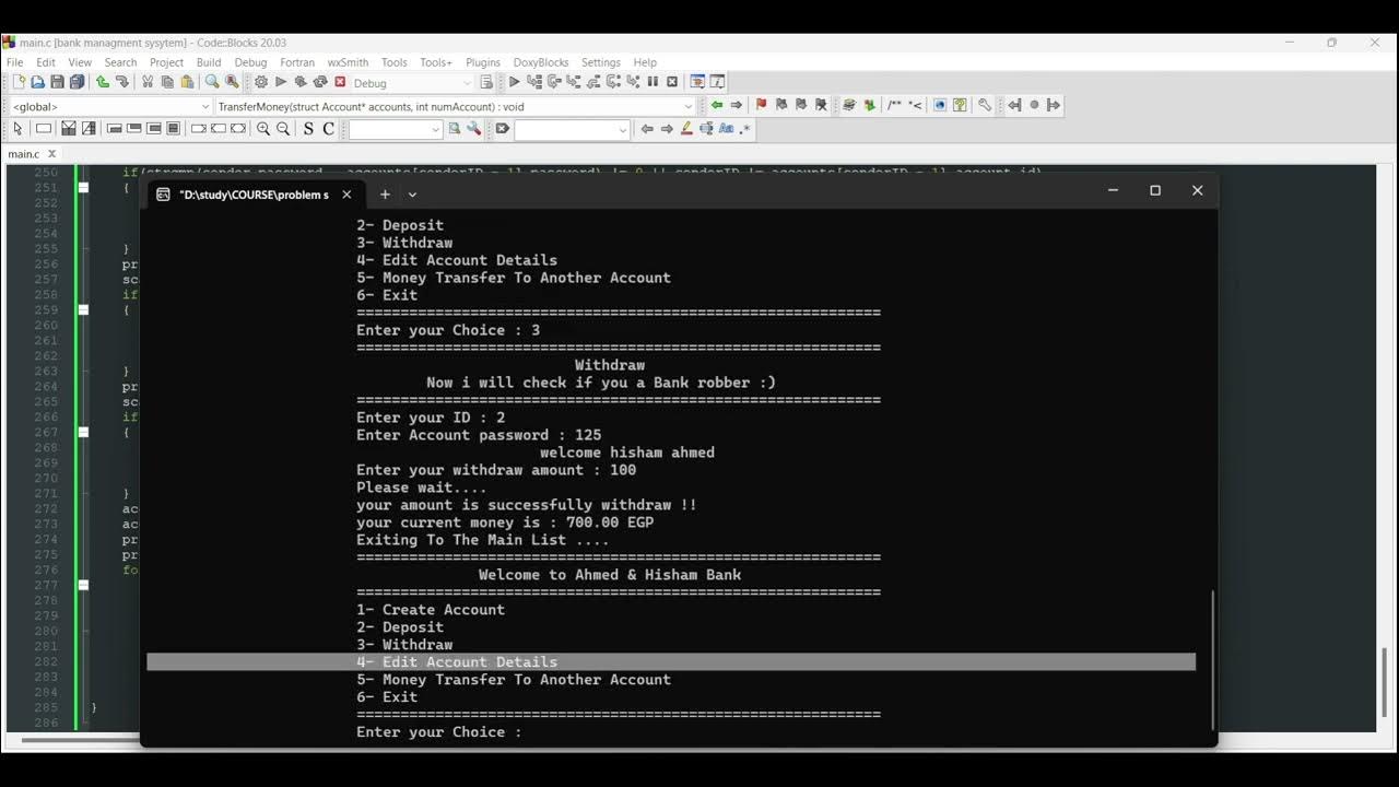 Bank management system C Programming - YouTube