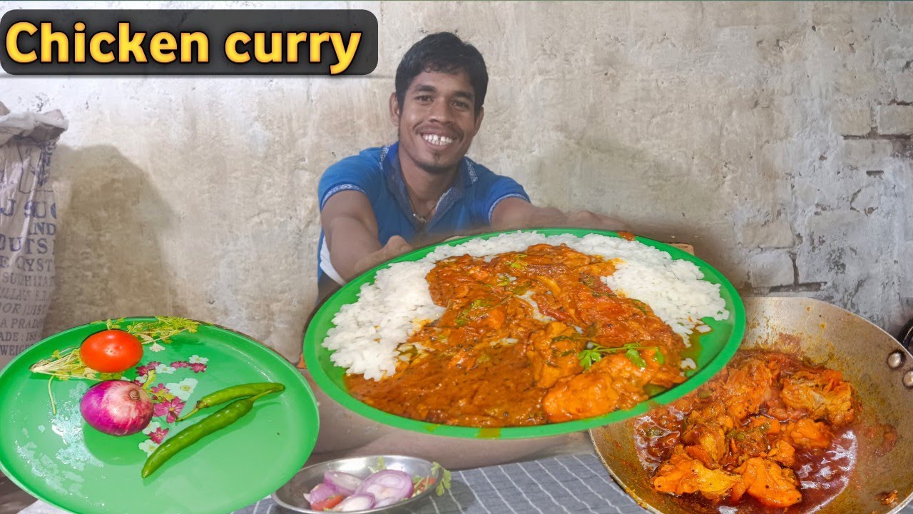 CHICKEN CURRY COOK & EATING | Chicken curry - YouTube
