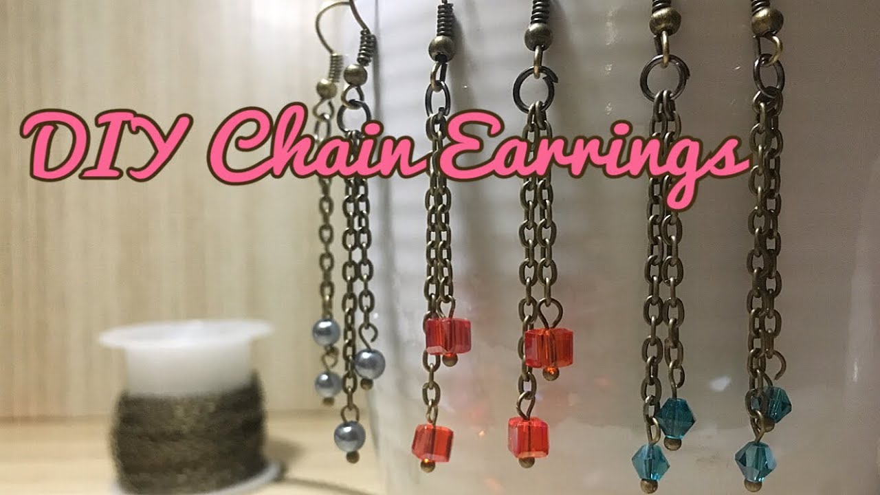 DIY easy chain earrings # cara membuat anting rantai - YouTube