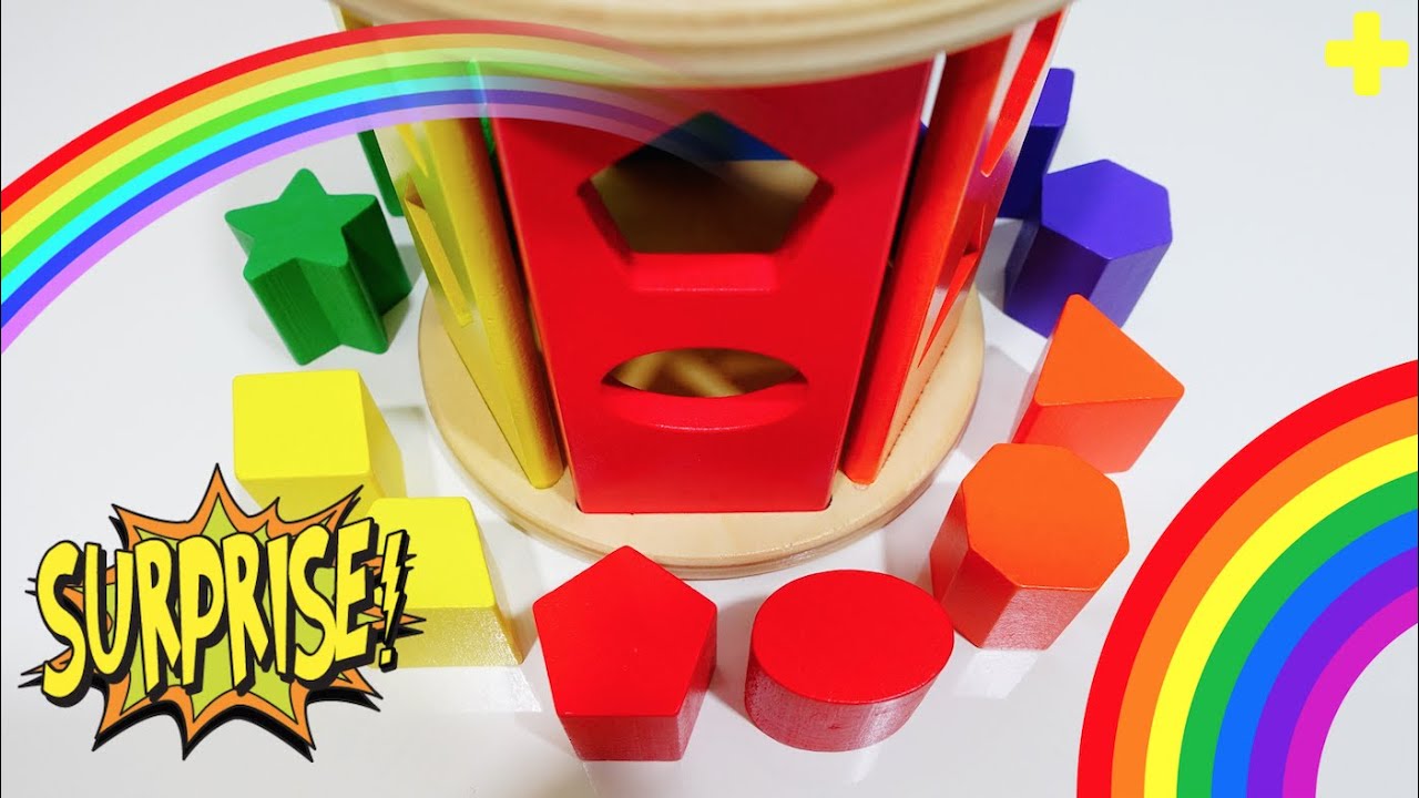 LEARN SHAPES and COLORS Shape Sorter Rainbow Surprise Toys Frozen ...