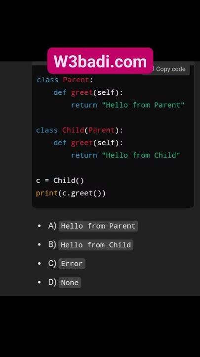 Python Quiz: Overriding Methods"#PythonClasses #LearnPython #MethodOverriding#CodeChallenge # ...