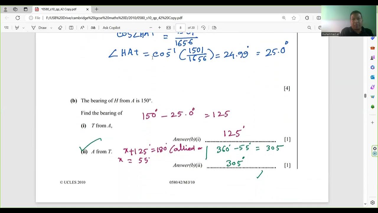 Cambridge Igcse 0580 S10 42 Trigonometry Youtube