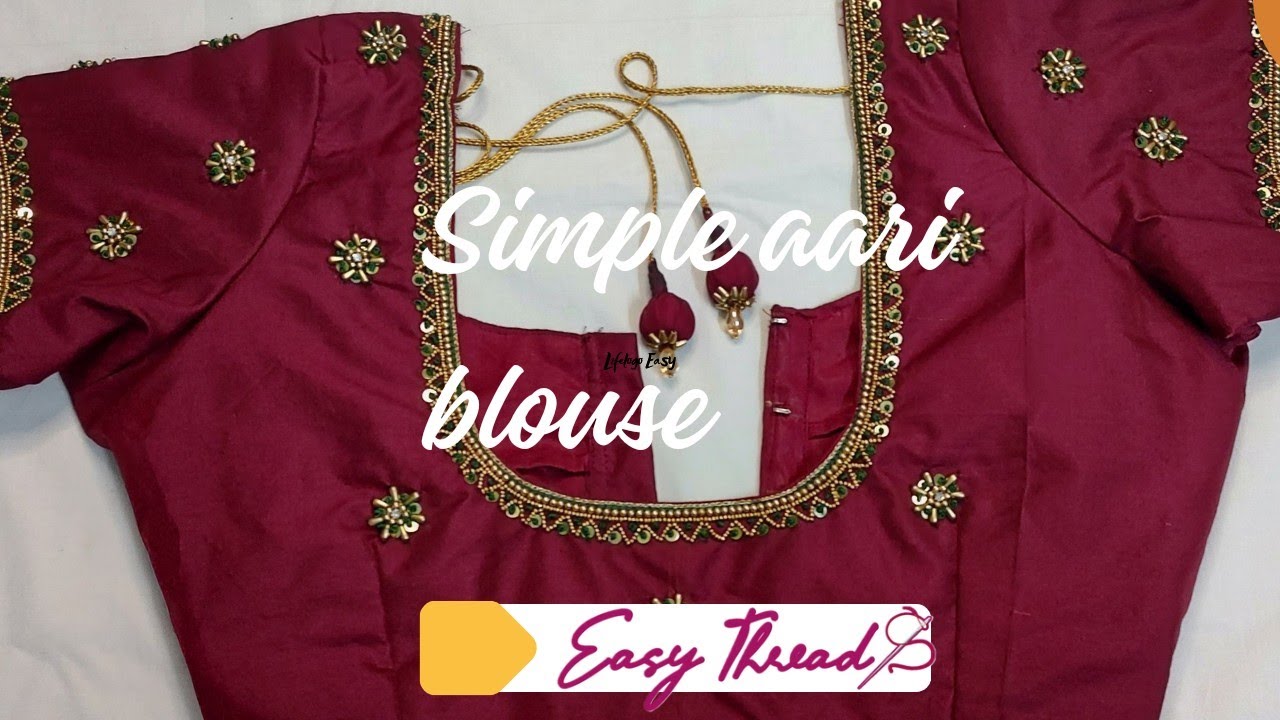 simple aari work with grand look, simple aari work, threads work,aari ...