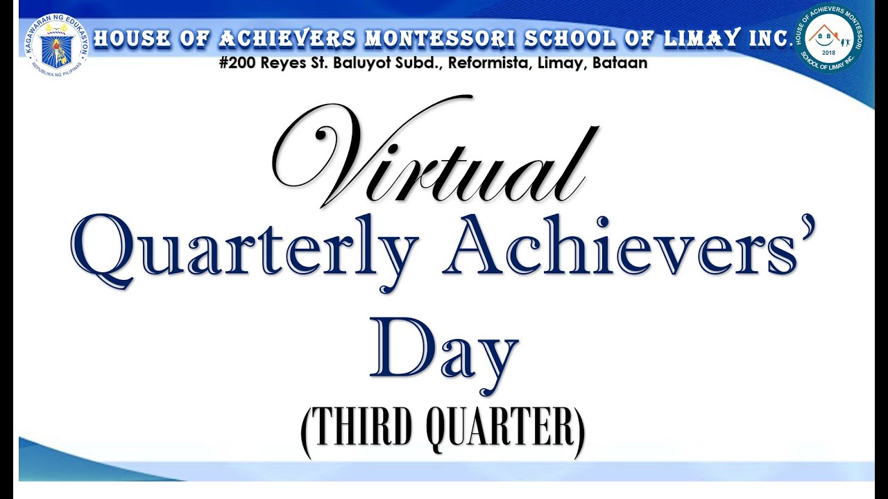 VIRTUAL QUARTERLY ACHIEVERS' DAY (THIRD QUARTER) PRE-ELEMENTARY - YouTube