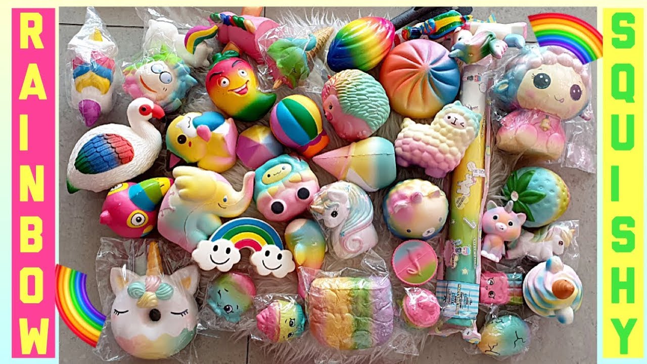 🌈 RAINBOW SQUISHY COLLECTION 🌈 - YouTube