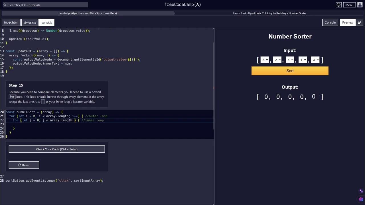 Basic Algorithmic Number Sorter 15 Youtube