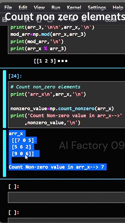 Mod Count Non Zero Values Indexing Of Array In Numpy Shorts Numpy Python Education