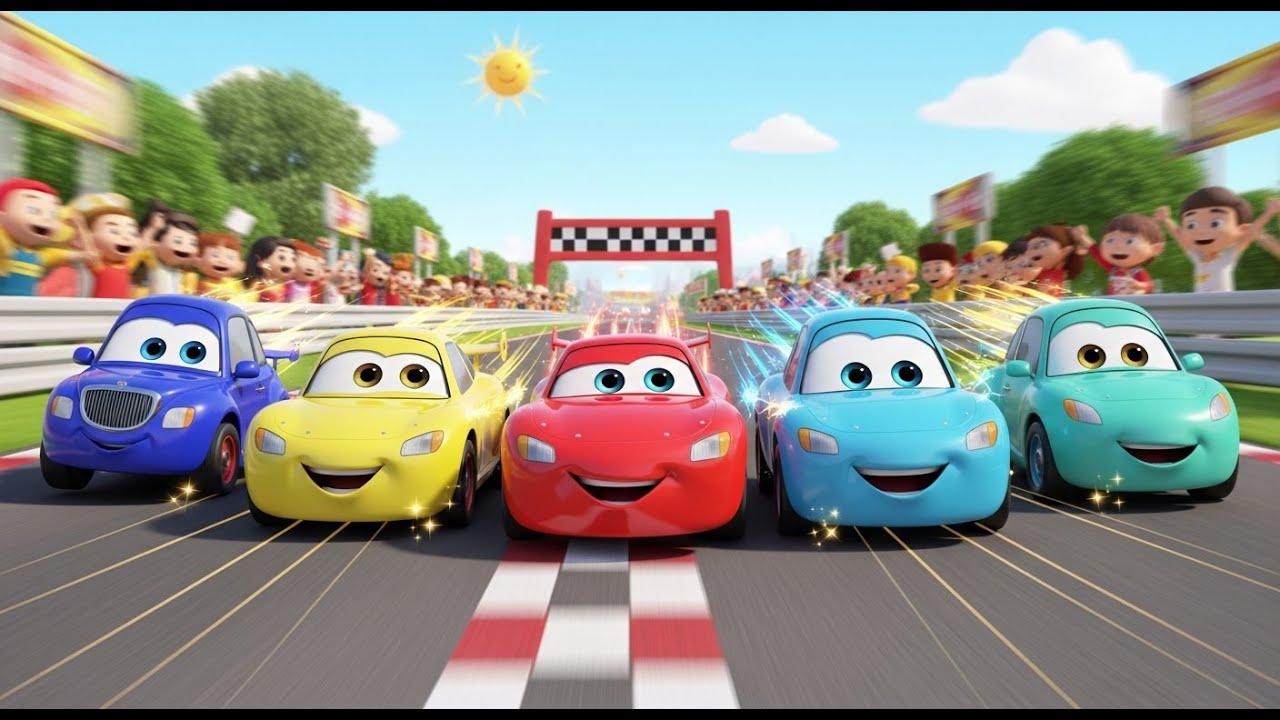 Five Little Cars Racing Fast 🚗💨 | Counting Song for Kids | Fun Learning ...