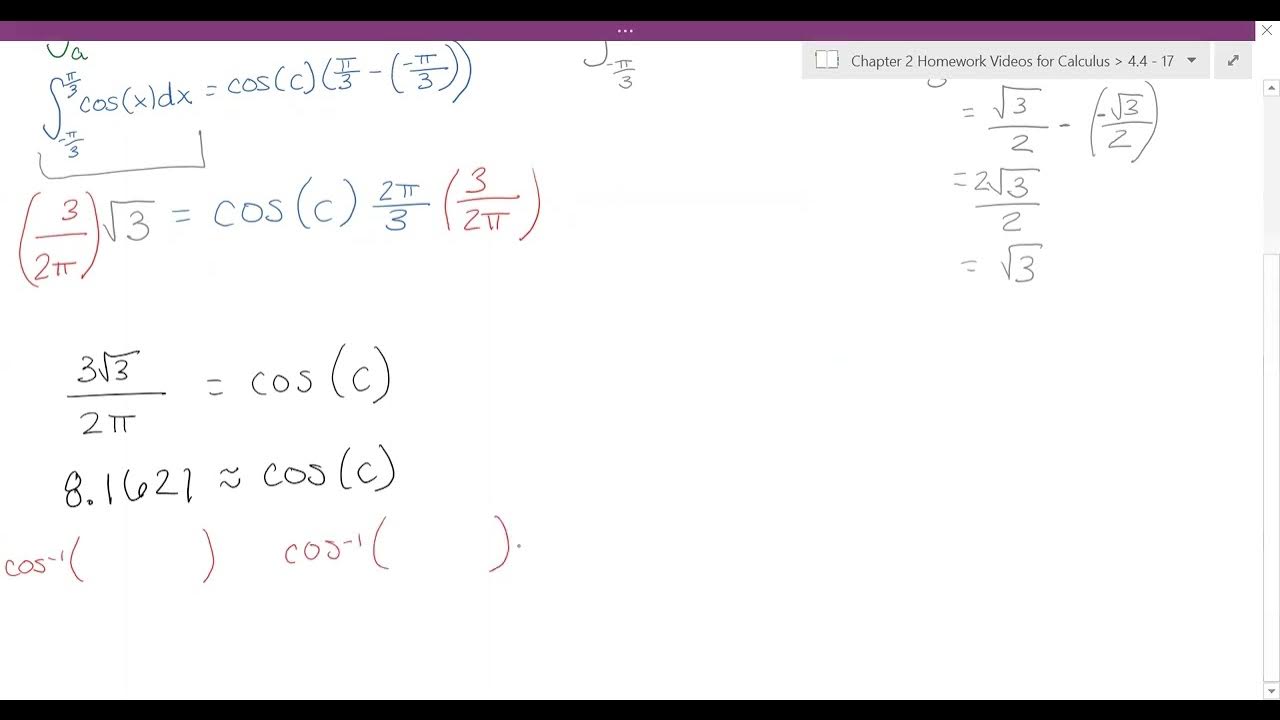 Mean Value Theorem Trig Function Example - YouTube