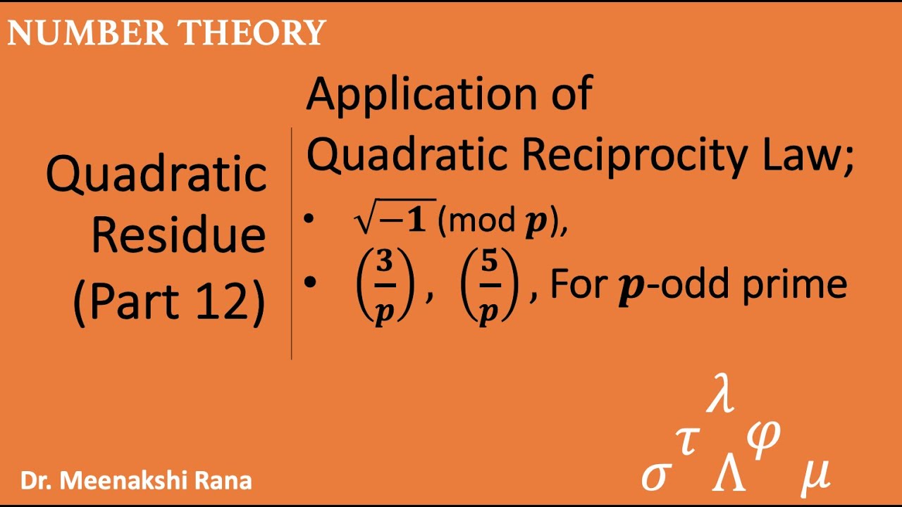 Quadratic Residue (Part 12) Applications-Quadratic Reciprocity Law ...