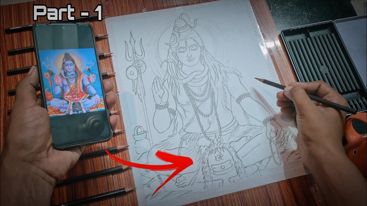 Mahadev Outline Drawing Grid Mathod Step By Step ( Part - 1 ) Complete ...