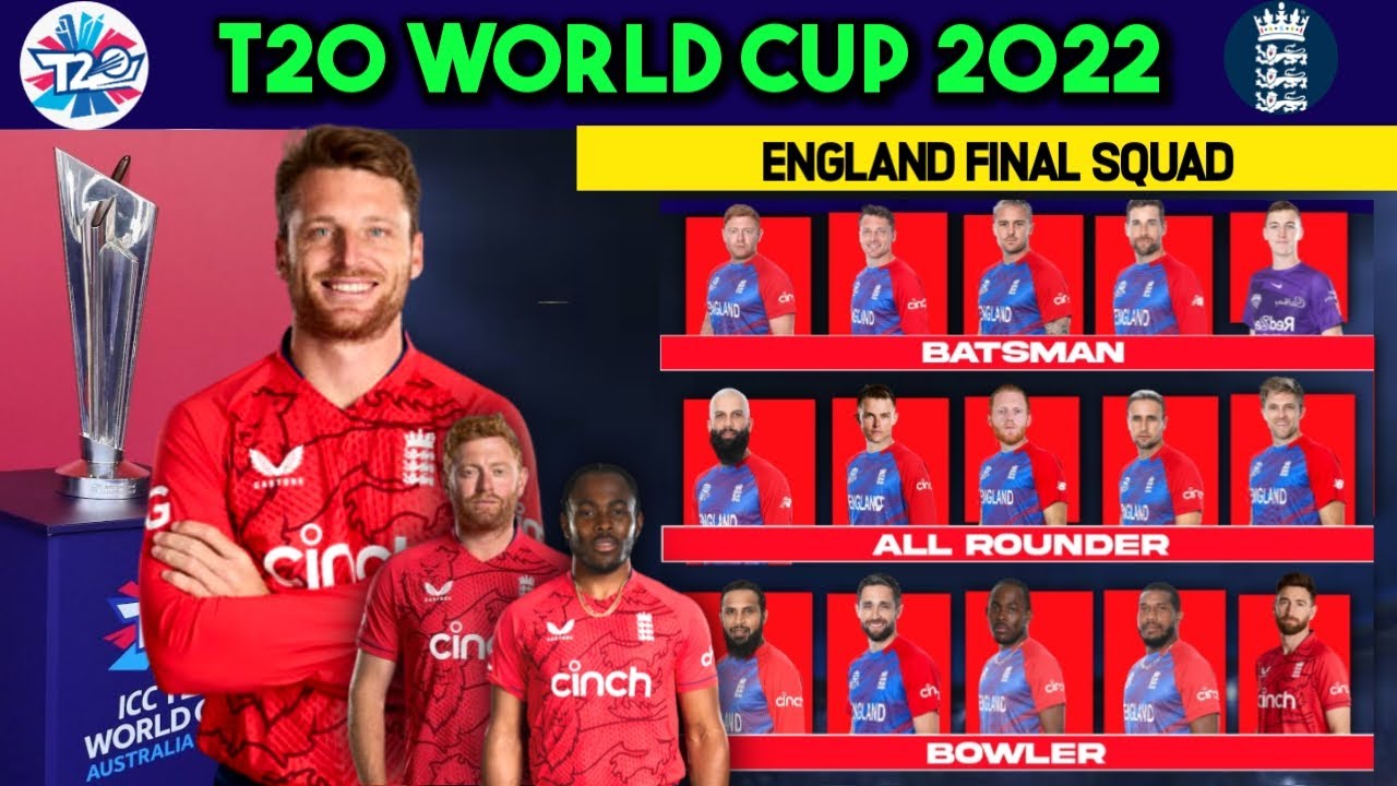 ICC T20 World Cup 2022 - England Final Squad | England Squad For T20 ...