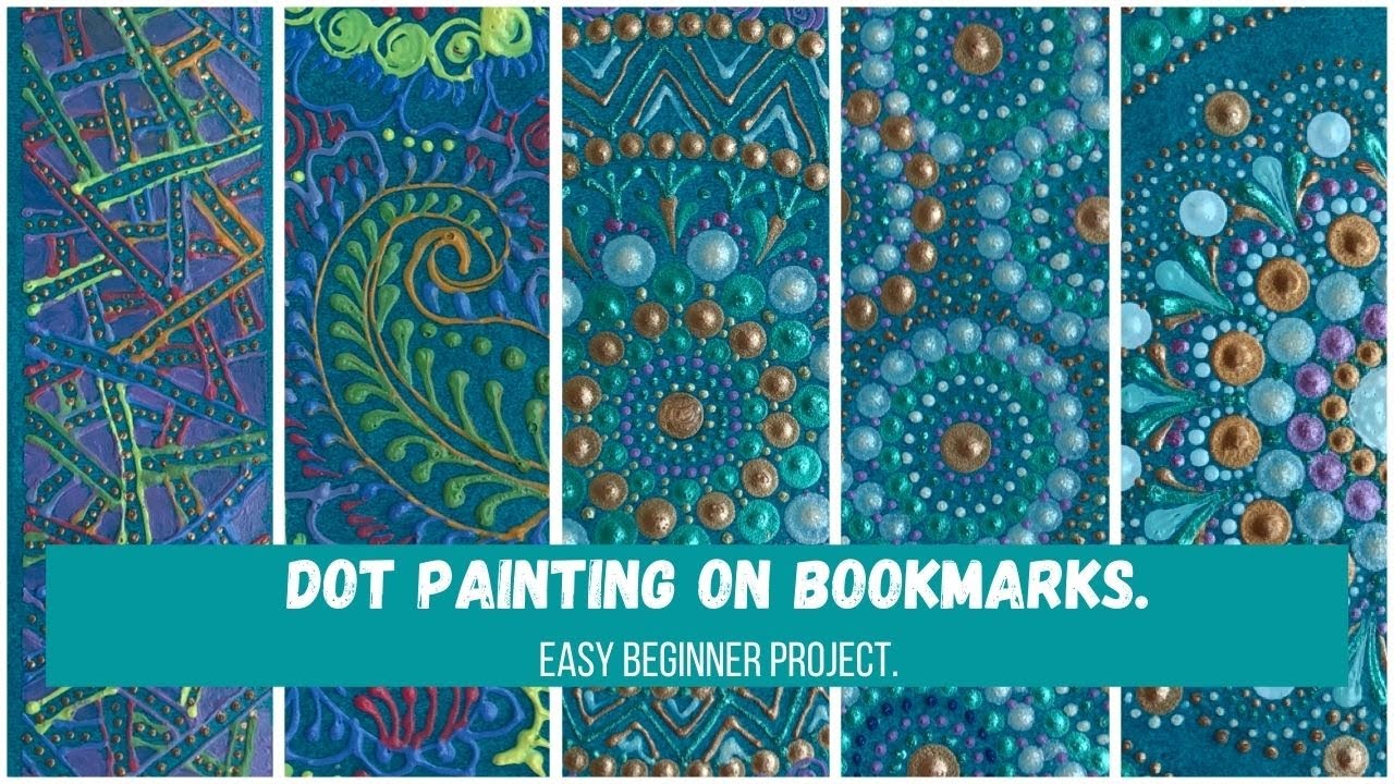 Dot painting on bookmarks. A very easy dot painting project for ...