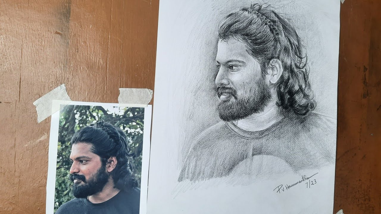 How to draw portrait with graphite pencils in Telugu | Free Hand ...