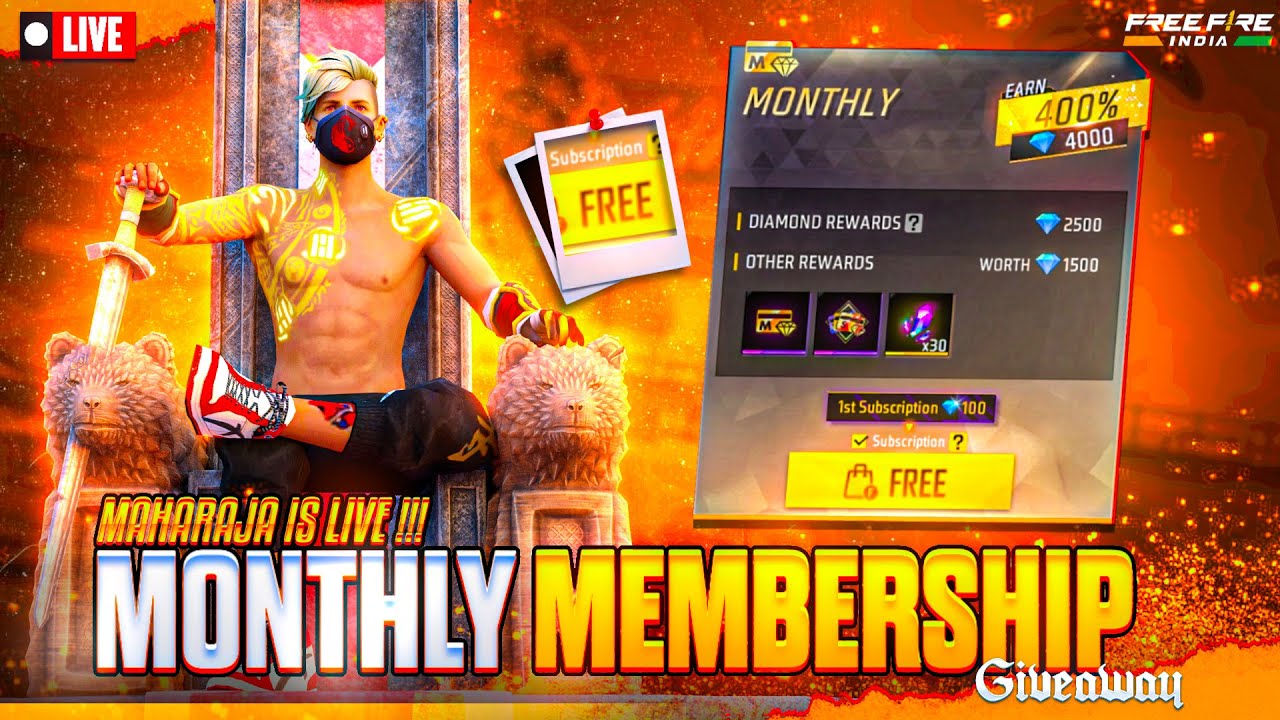 FF LIVE MONTHLY AND WEEKLY MEMBERSHIP GIVEAWAY || Garena free fire max ...