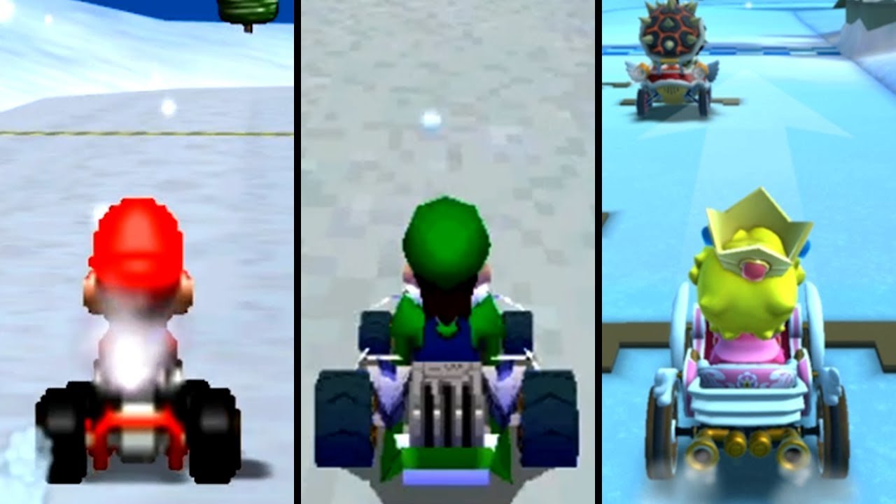 Mario Kart Tour - Ice Tour Track Comparison (1992-2020) - YouTube