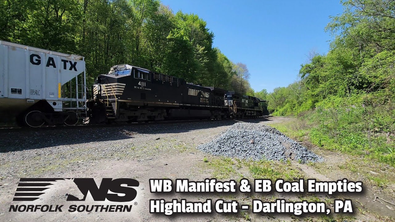 WB Manifest & EB Coal Empties At Highland Cut - YouTube