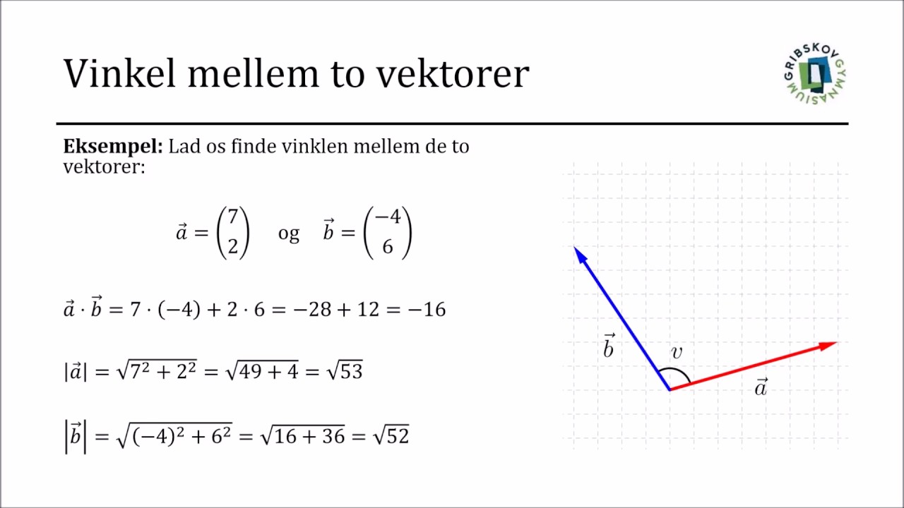 Vektorregning 9 - Vinkel mellem to vektorer - YouTube