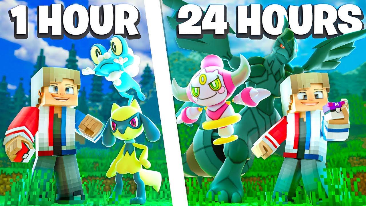 I Spent 24 Hours In Minecraft Pixelmon Youtube