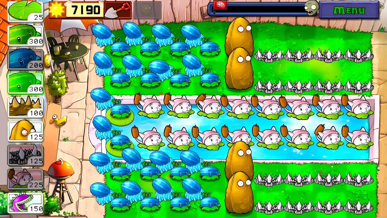 PVZ HACK *WINTER MELON PULT+TALL-NUT+CATTAIL+SPIKEROCK COMBO VS ALL ...