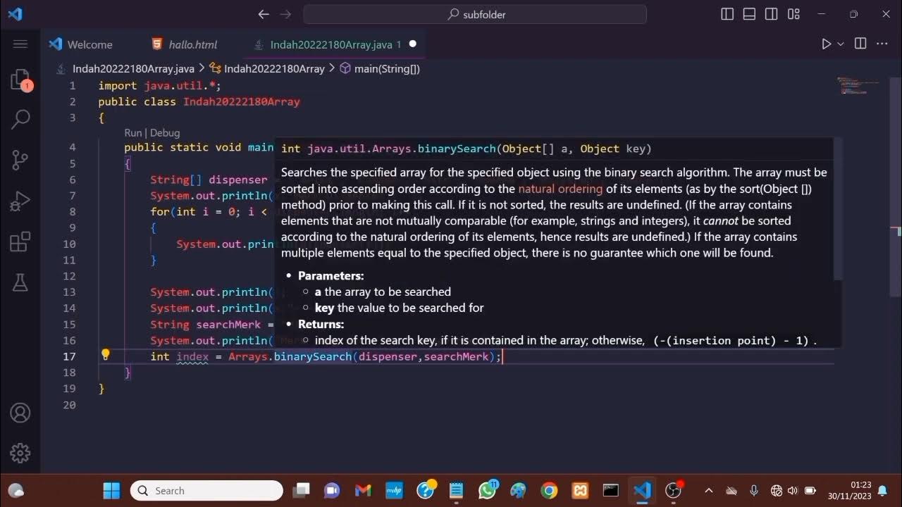 Tugas 5 (Pertemuan ke-6) - Array - MK Pemrograman Objek - YouTube