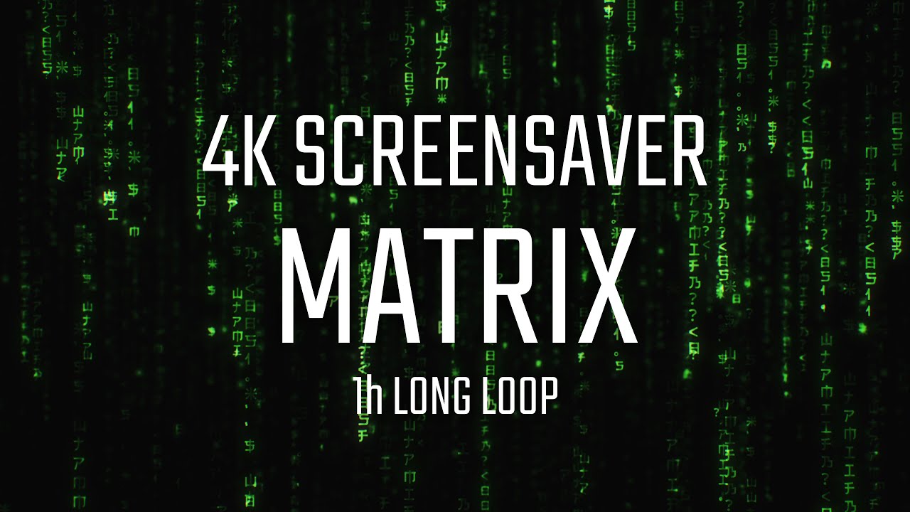 4K Screensaver - Matrix Numbers and Letters Rain - 1 Hour Long Loop ...