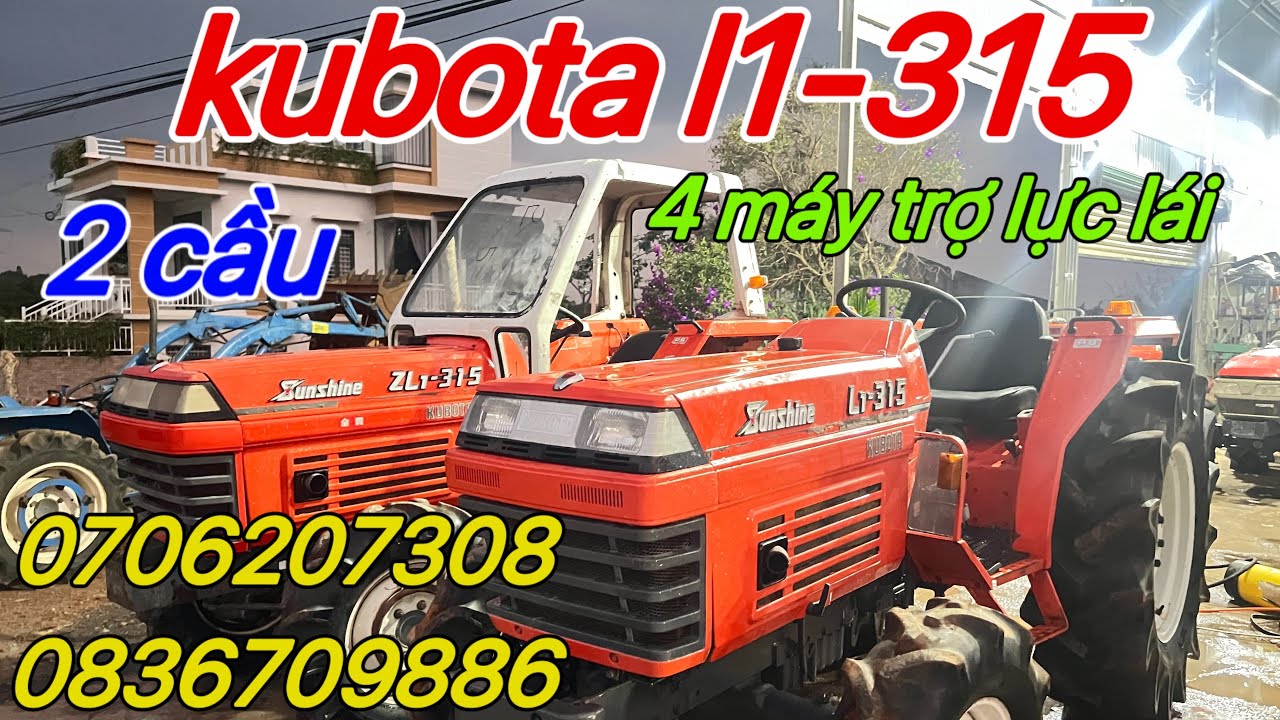 Báo giá kubota l1-315 2 cầu 4 máy trợ lực lái số cơ ben cơ có cabjn mái che theo xe xe bãi - YouTube