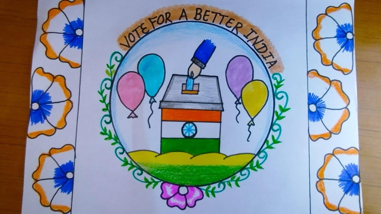 Very Easy National Voters Day Drawing / How To Draw National Voters Day ...