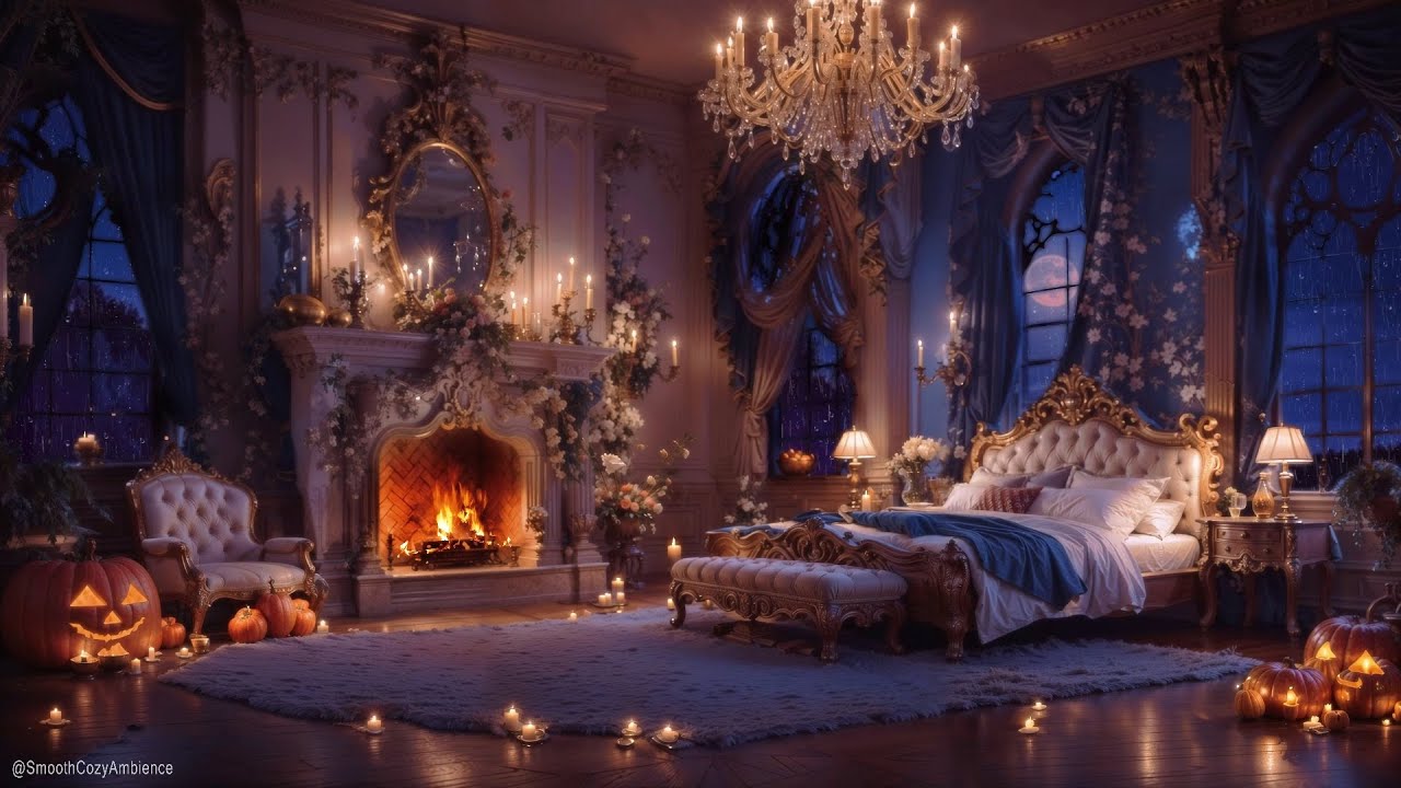 Cozy Fireplace Rainy Night in a Castle Room For Deep Sleep Instantly 8 ...