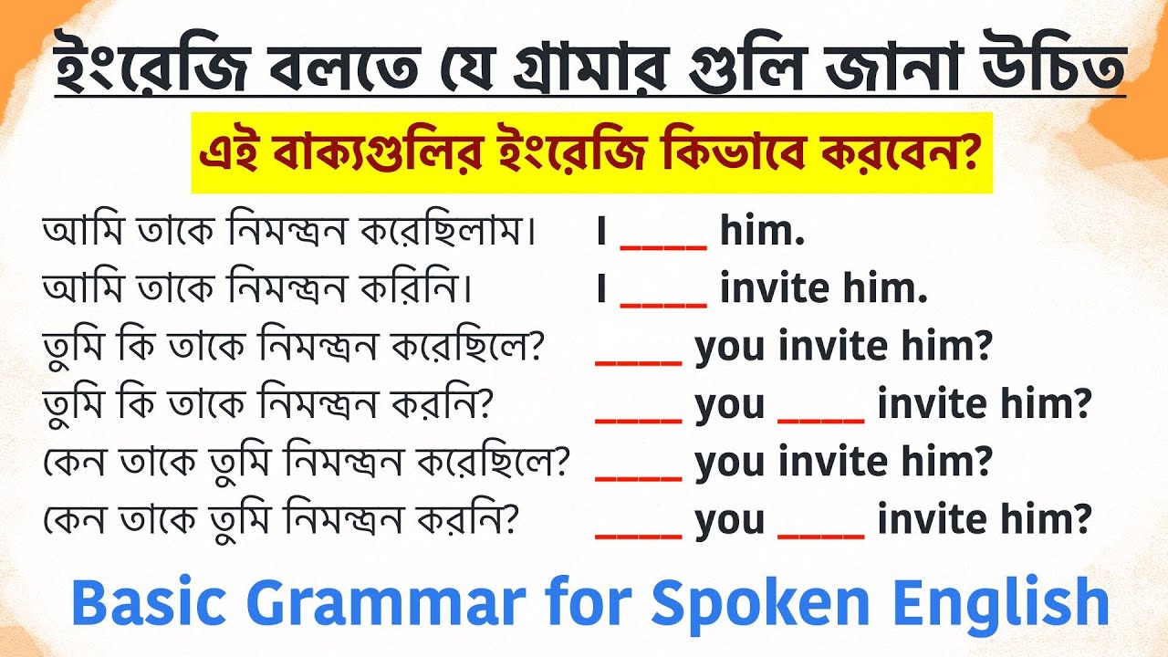ইংরেজি বলতে যে গ্রামার গুলি জানা উচিত | Basic Grammar for Beginners | Learn English Through ...