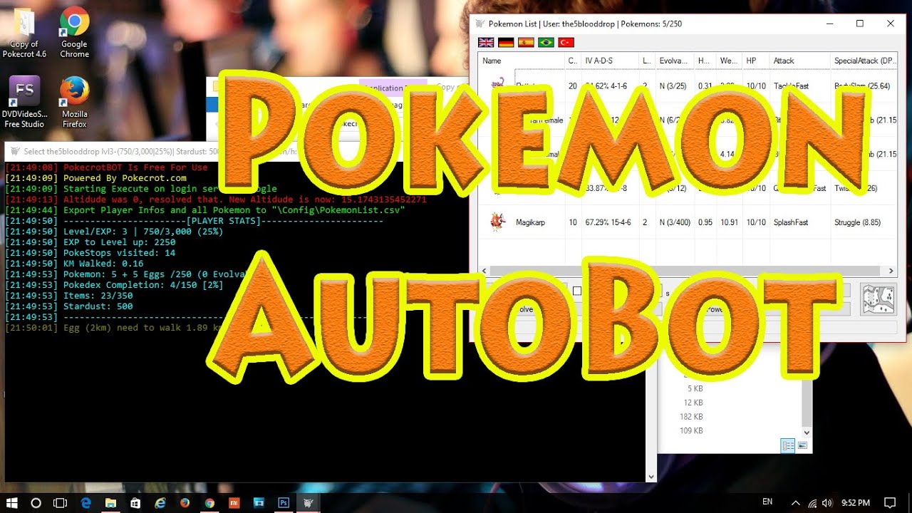 Pokemon Autobot | Auto catch | Hatch Egg | Transfer Pokemon | Farming ...
