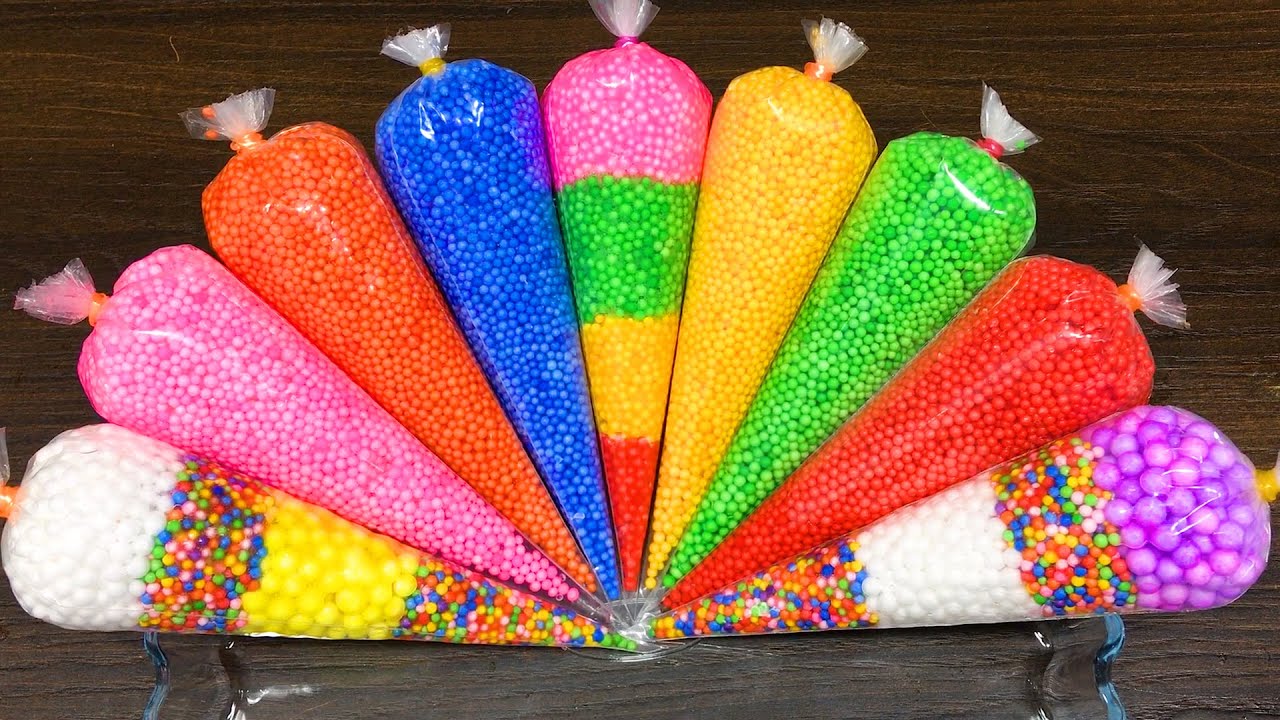 Making Crunchy Foam Slime With Piping Bags | GLOSSY SLIME | ASMR ...