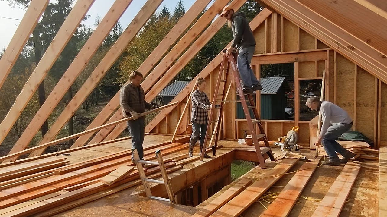 Family Raises Rafters Between Storms | Our Self-Built Pacific Northwest ...