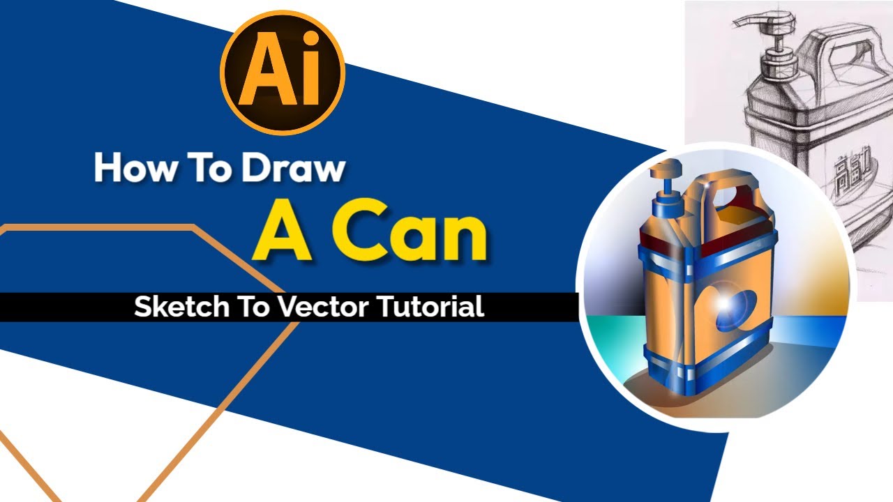 How To Draw A Can - Adobe Illustrator - Sketch To Vector Tutorial - YouTube