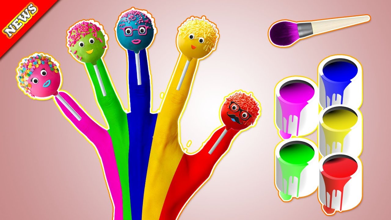 Painting Body Hand Finger Family Colors Learn with Colorful Cake Pop ...