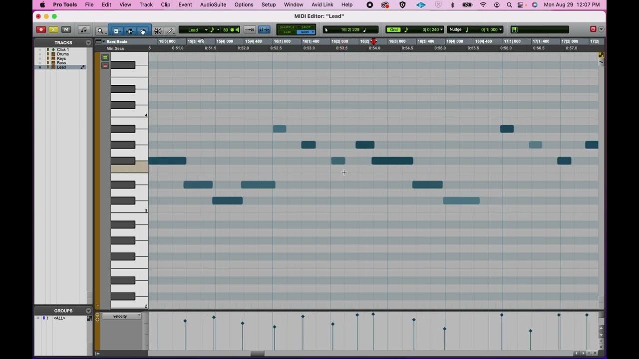 Pro Tools - YDB - Lead Part, Recording MIDI & Quantizing - YouTube