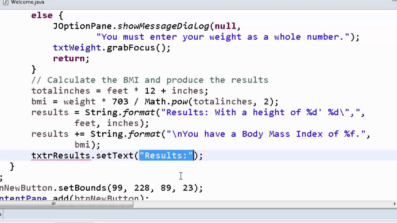 Java GUI BMI Calculator Finishing The Program YouTube