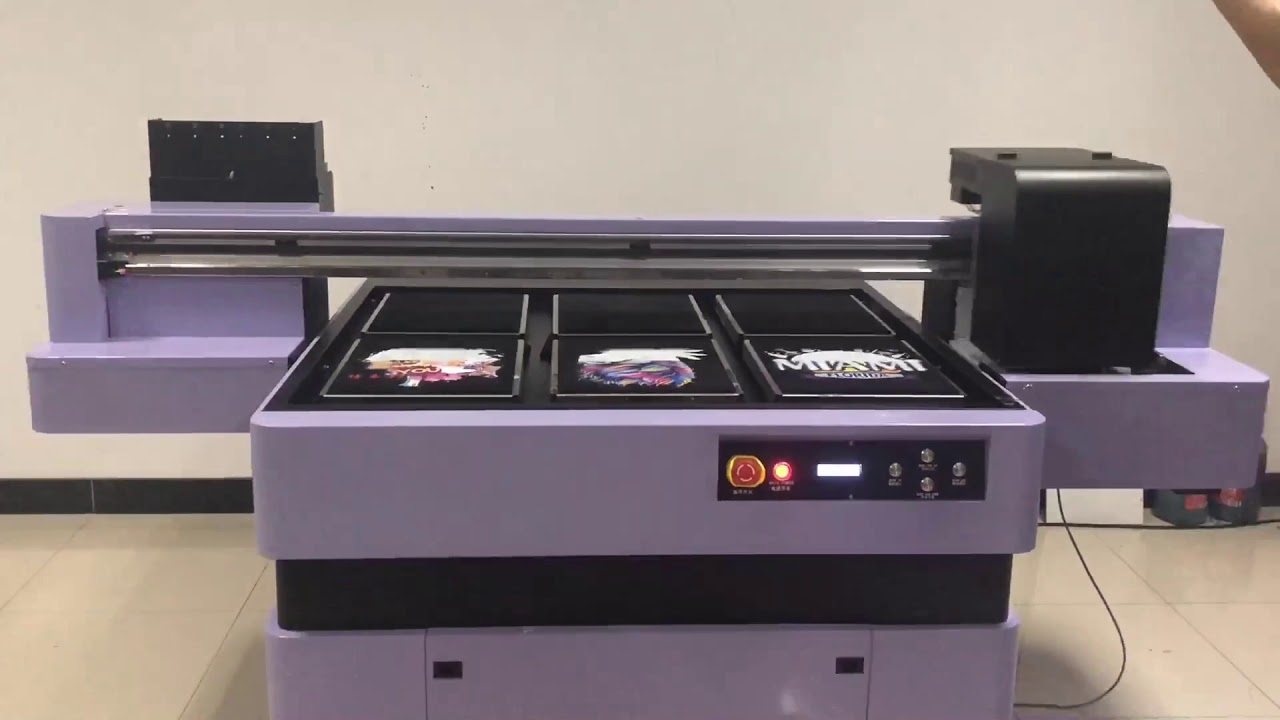 Super fast printer printing white and color in one pass - YouTube