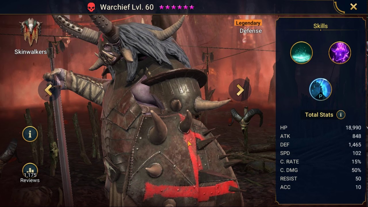 Raid Shadow Legends Hero Showcase Warchief lv 60 - YouTube