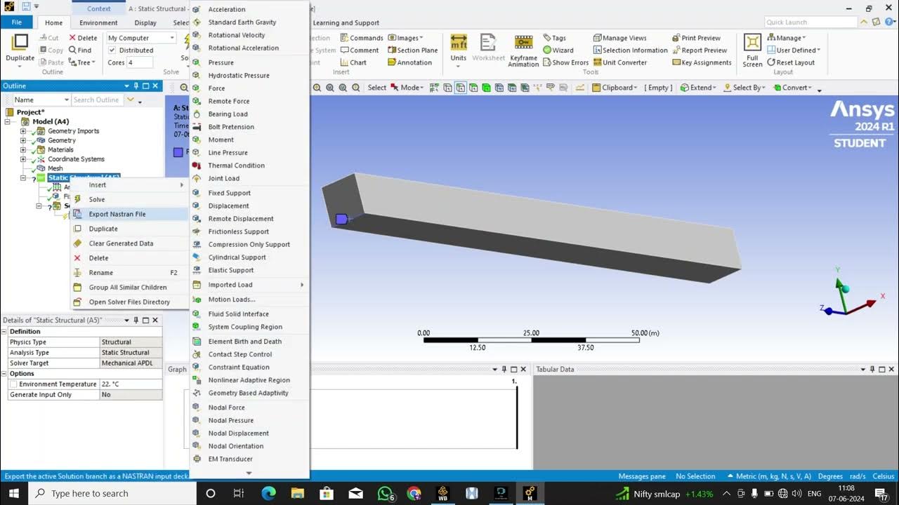 Simulation on beam in bending Using Ansys - YouTube