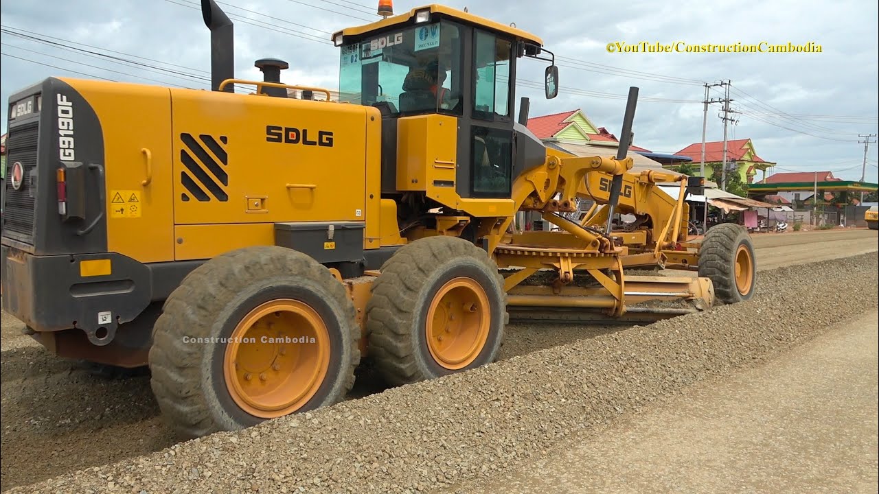 Best motor grader skills work and soil compactor roller - YouTube