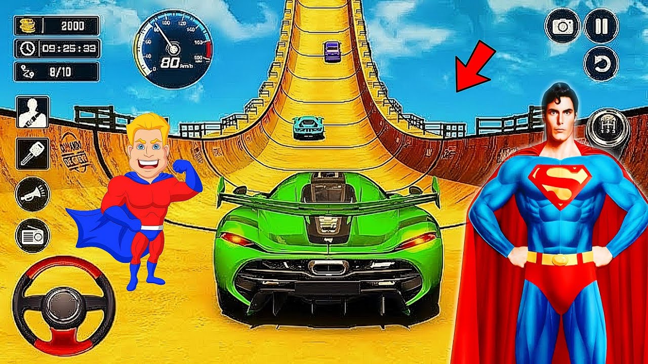 🚀 Superhero Stunt Race! Epic Mega Ramp Challenge with Superman! 🏎️🔥 ...