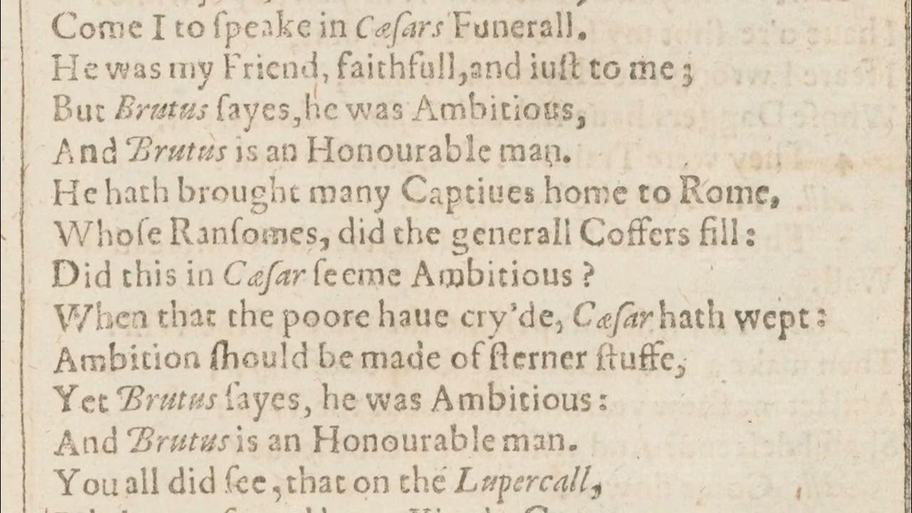 "Friends, Romans, Countrymen" speech from Julius Caesar (Shakespeare in ...