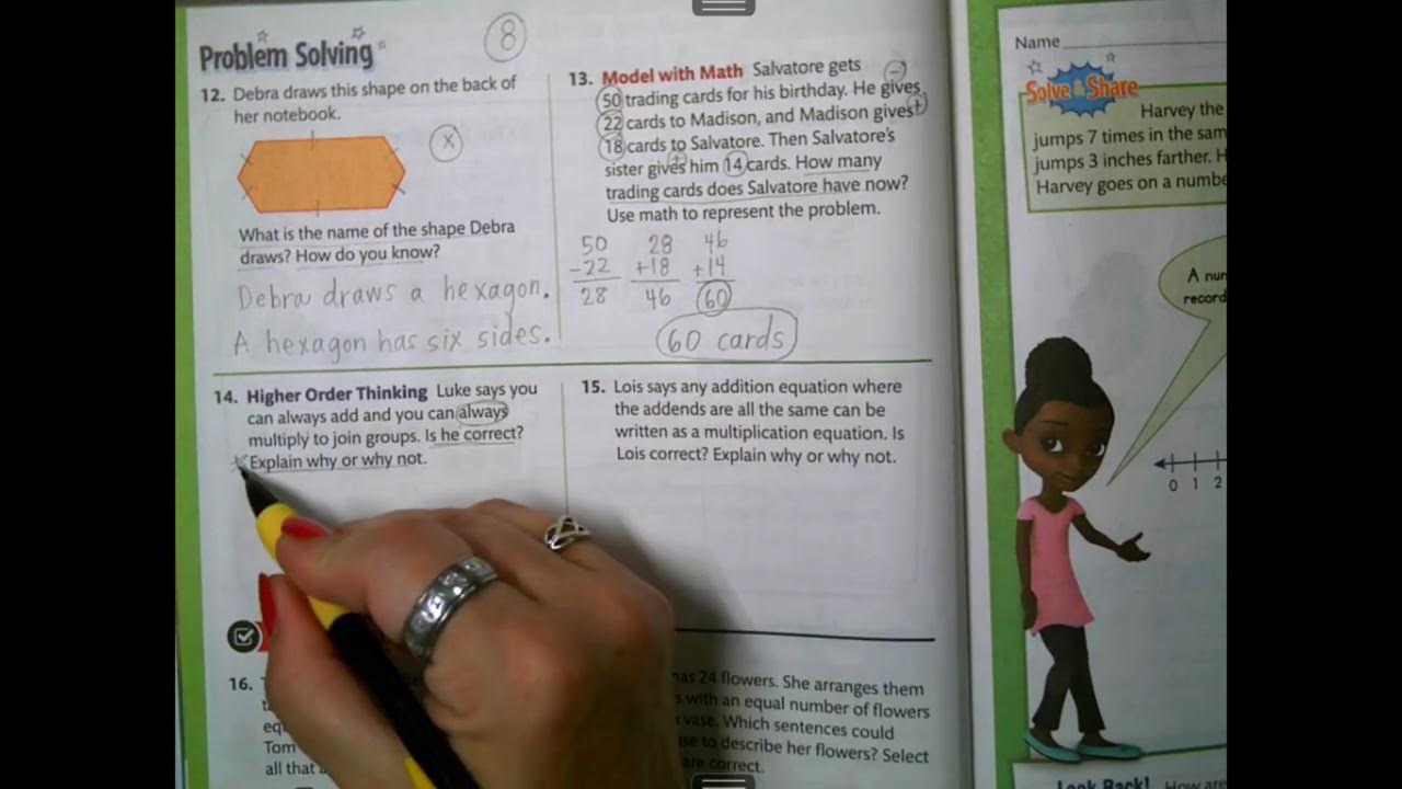 Page 8 Problem Solving 3rd Grade enVision Math Topic 1 Lesson 1 - YouTube