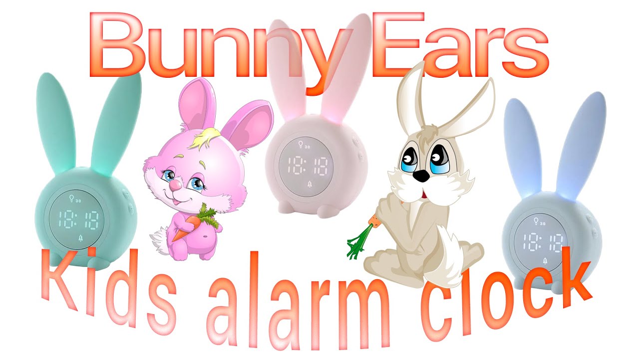 Bunny ears kids clock alarm - YouTube